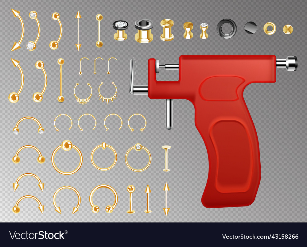 Piercing realistic set Royalty Free Vector Image
