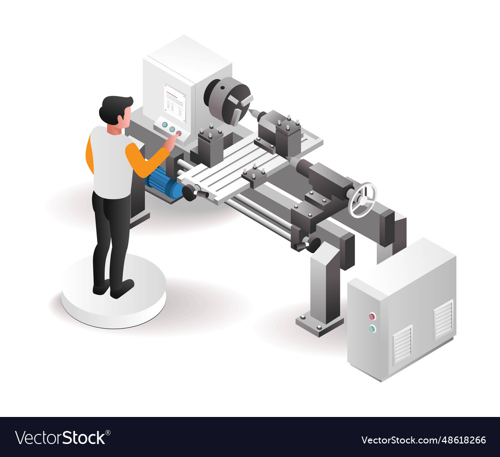 Professional automatic cnc lathe machine operator Vector Image