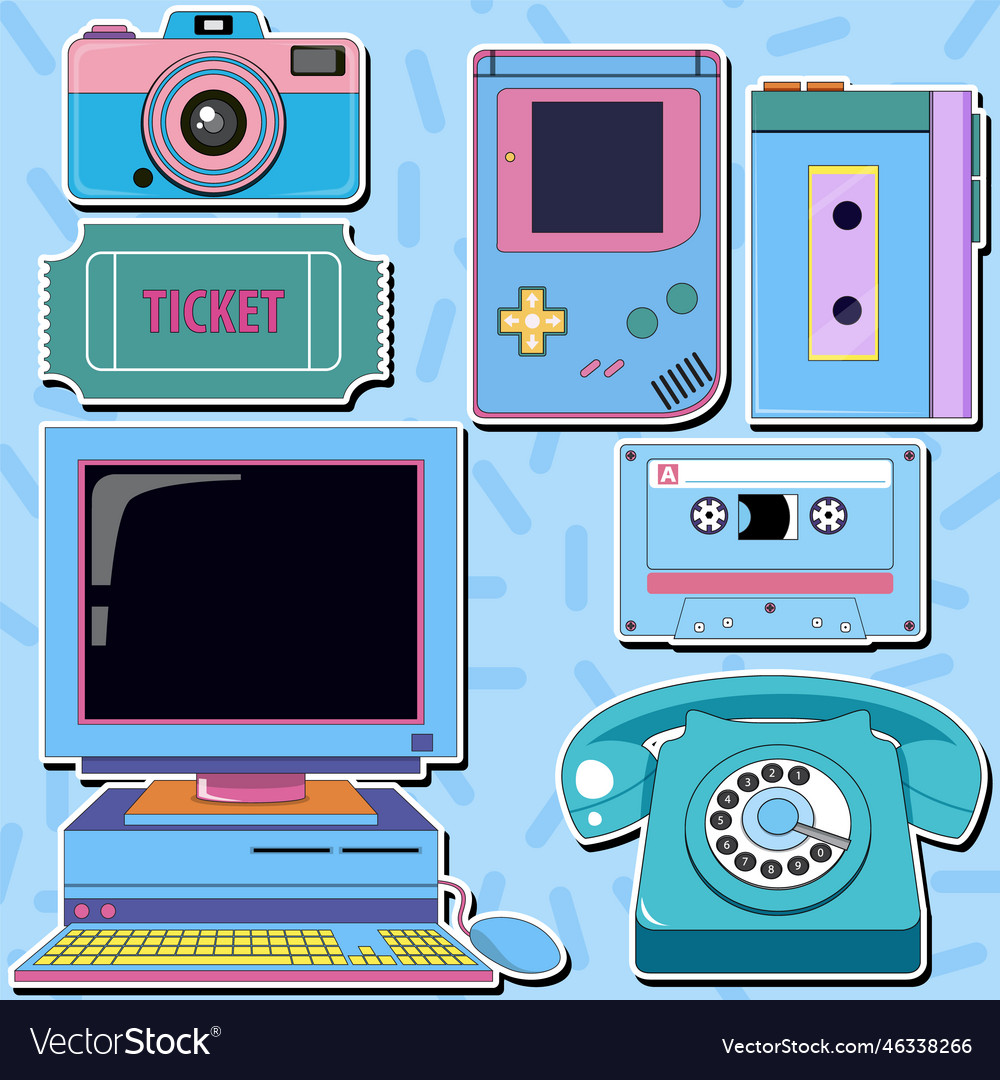 Retro objects and elements set Royalty Free Vector Image