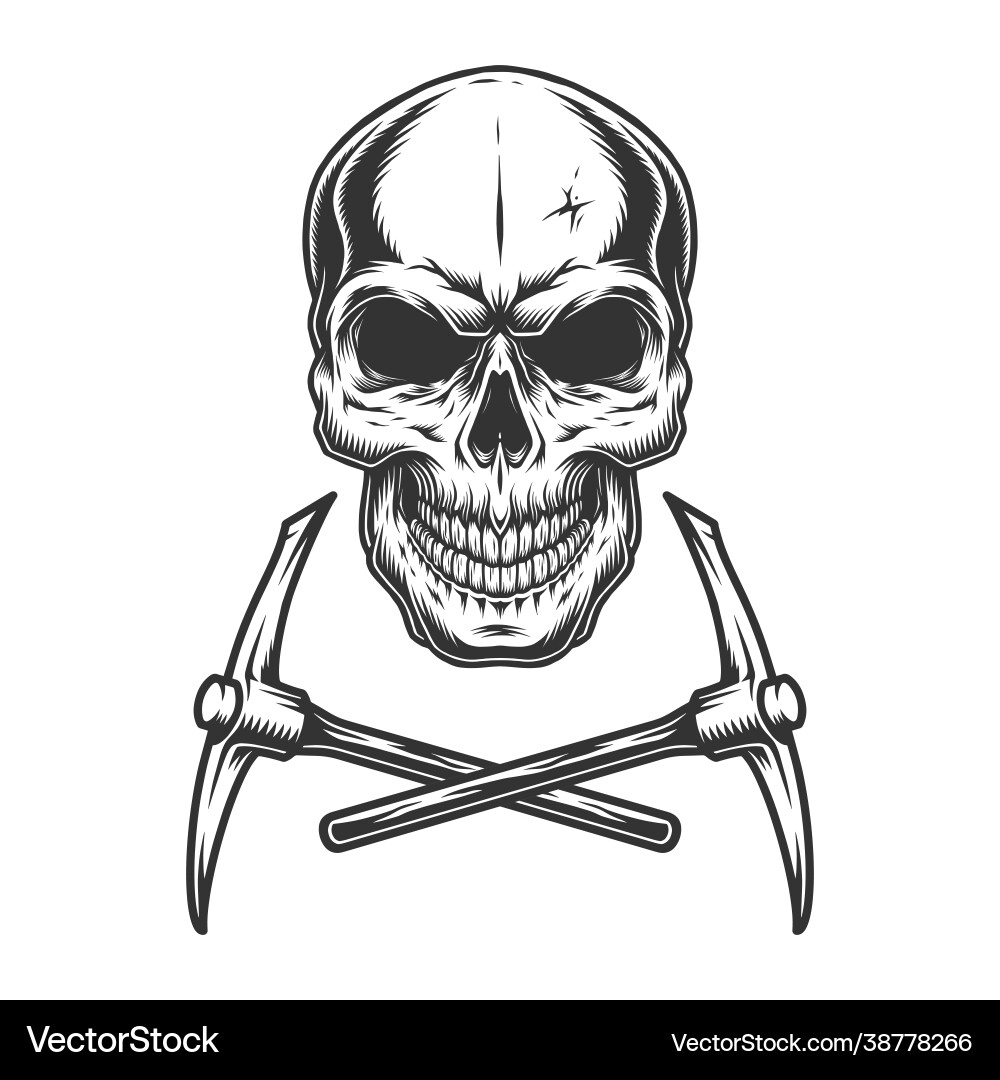 Skull and crossed pickaxes concept Royalty Free Vector Image