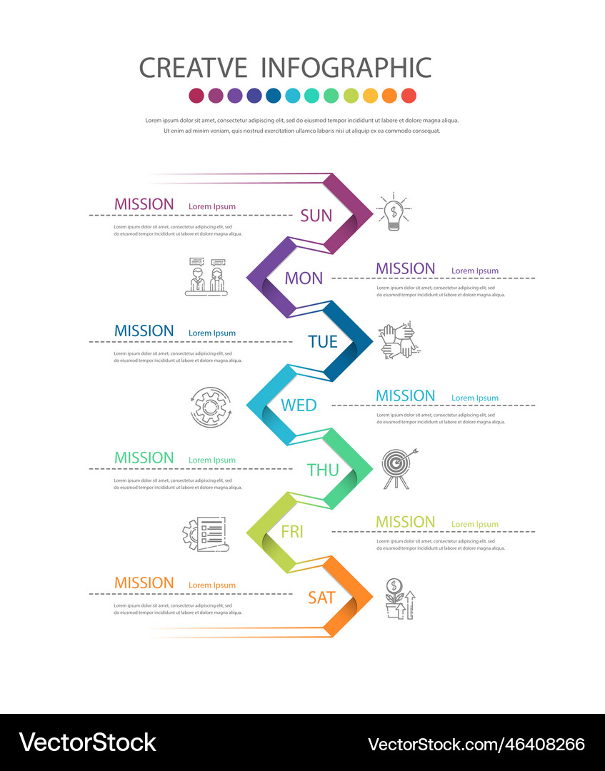 Weekly planner timeline business for 7 day Vector Image