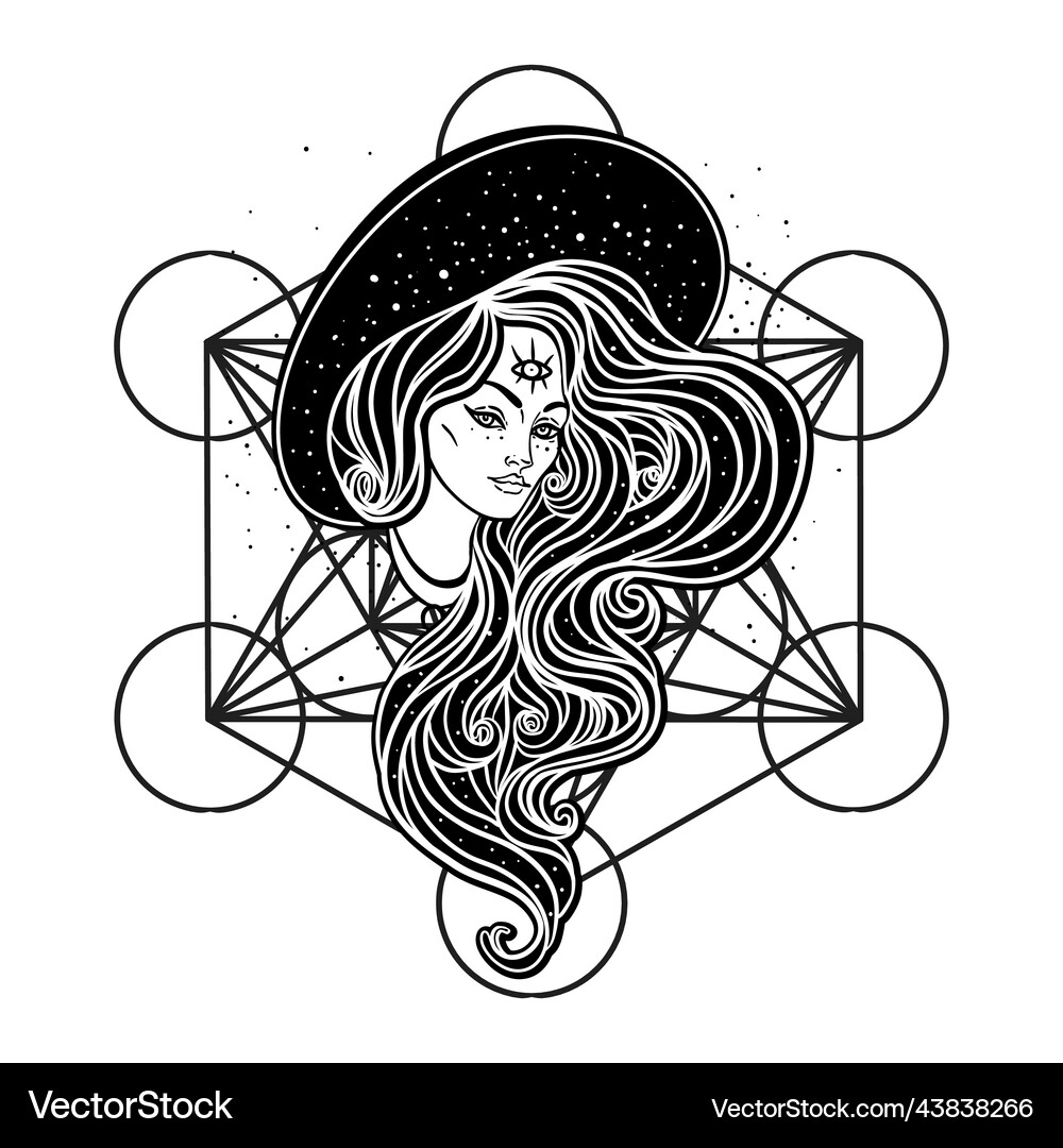 Young beautiful witch mystic character alchemy Vector Image