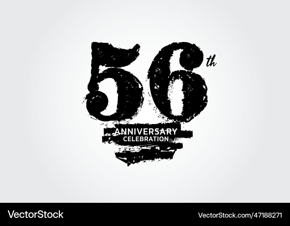 56 years anniversary celebration logotype black Vector Image