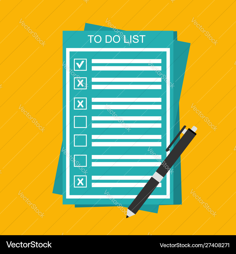 Checklist on to do list form with man signing Vector Image