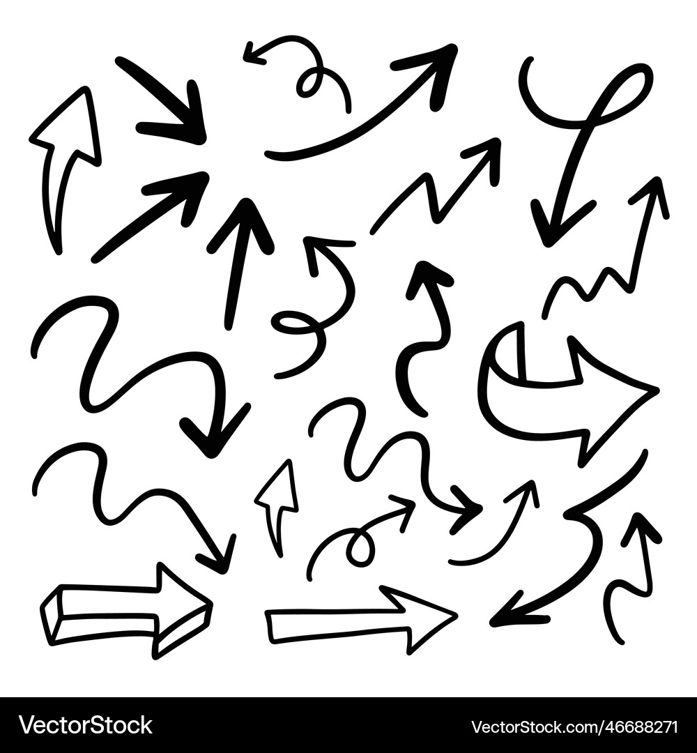 Curved straight arrows signs collection Royalty Free Vector