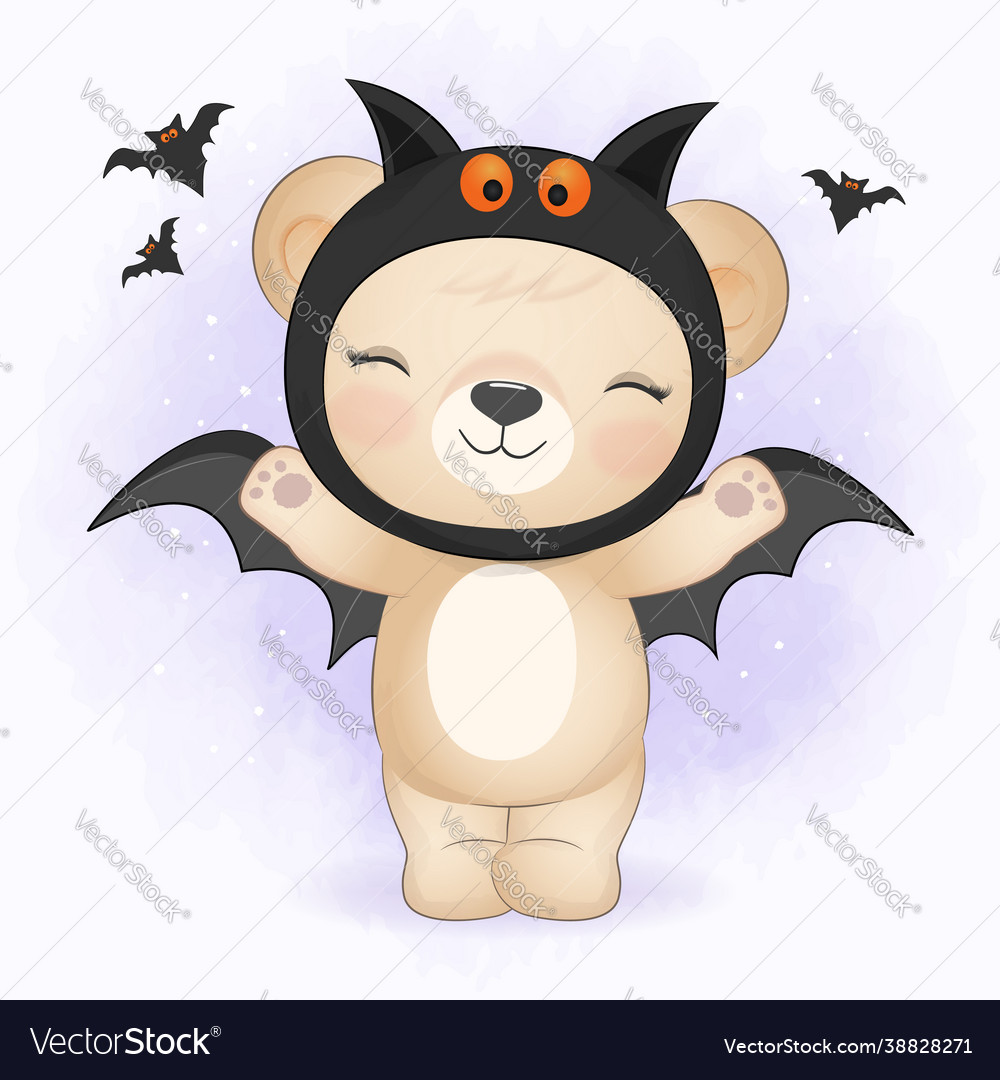 Cute little bear wearing halloween costume Vector Image
