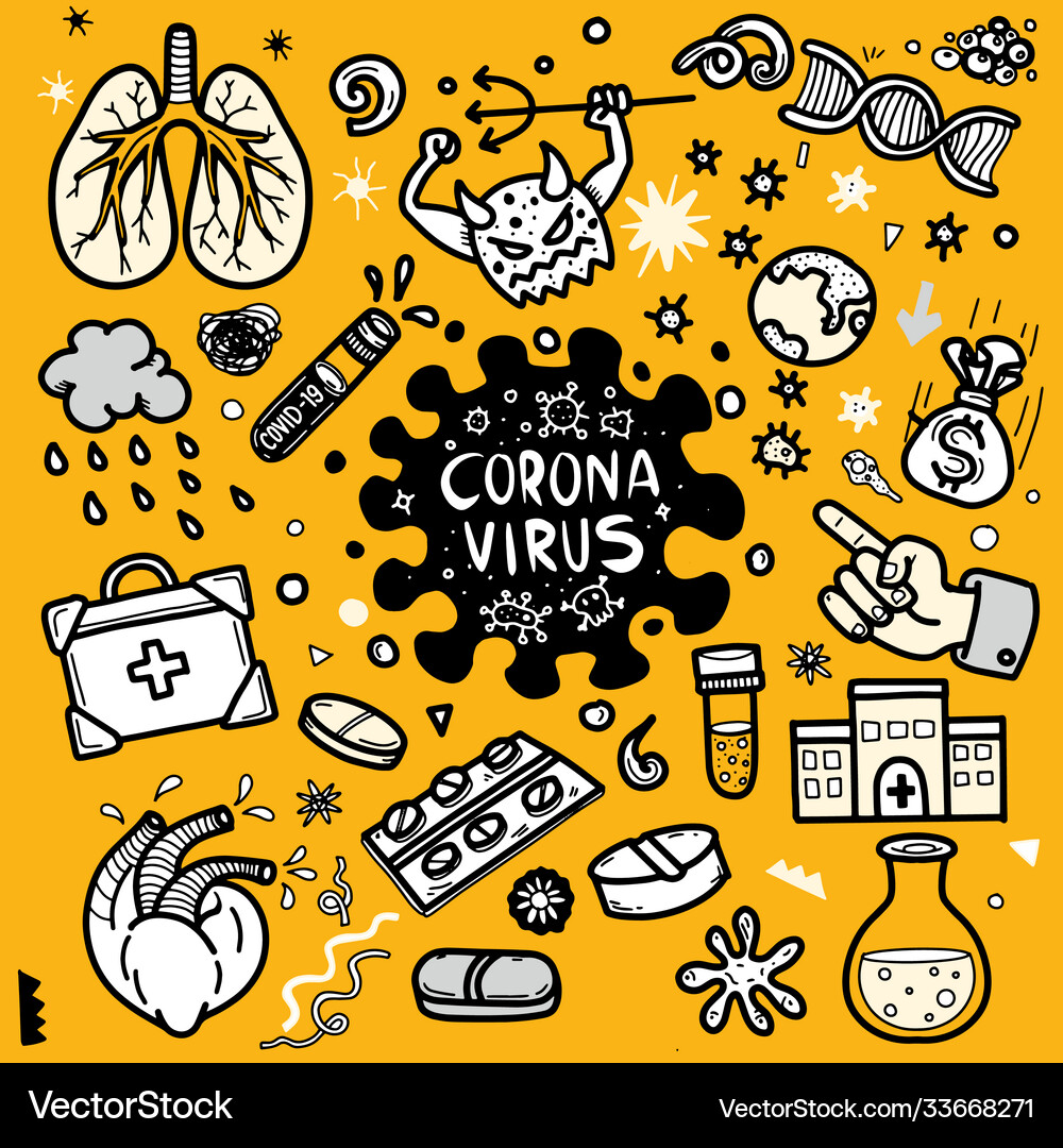 Doodle cute for covid-19 corona virus Royalty Free Vector