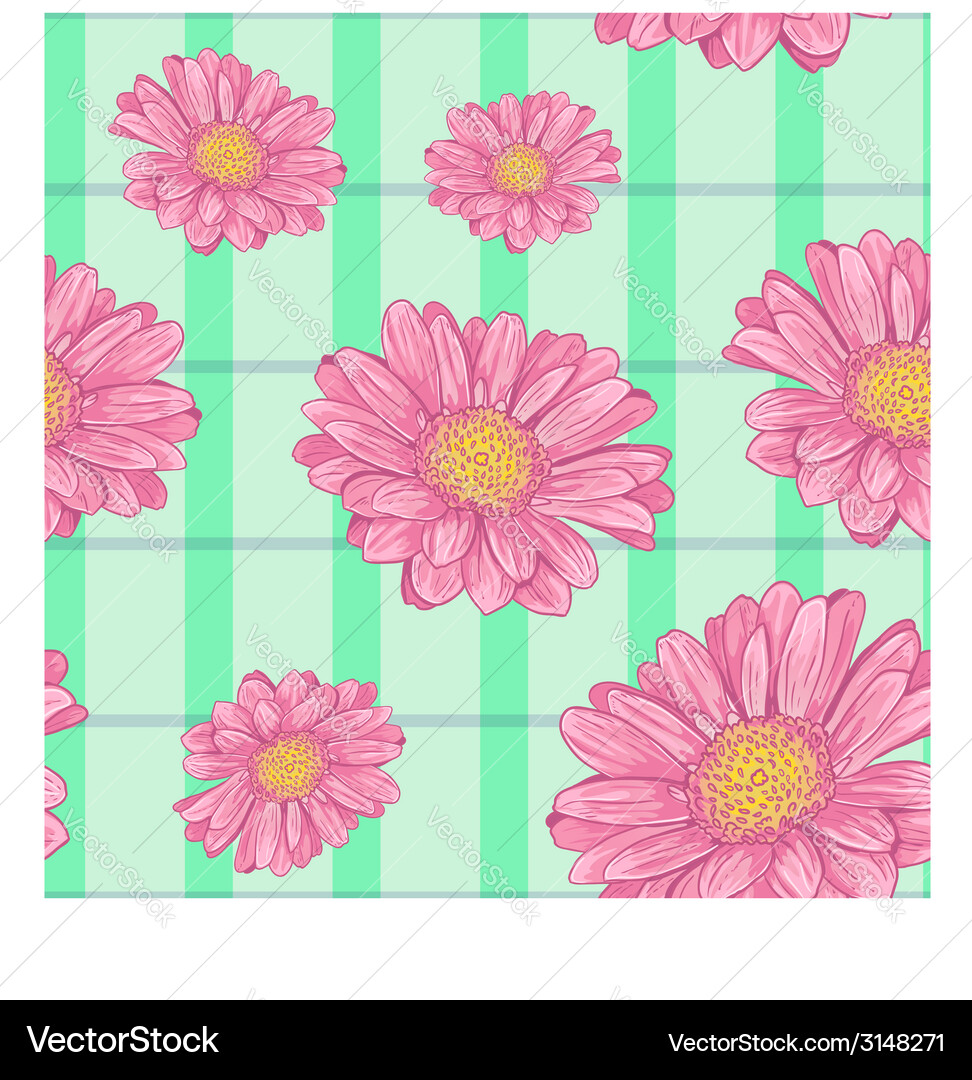 Floral seamless background with pink daisy eps10 Vector Image