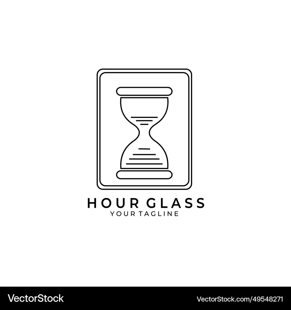 Hourglass logo line art design simple Royalty Free Vector