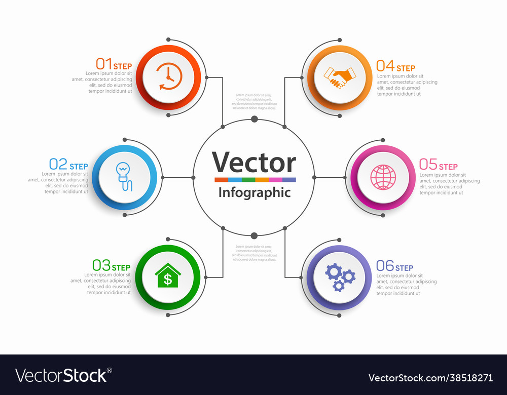 Infographic design template with 6 steps Vector Image