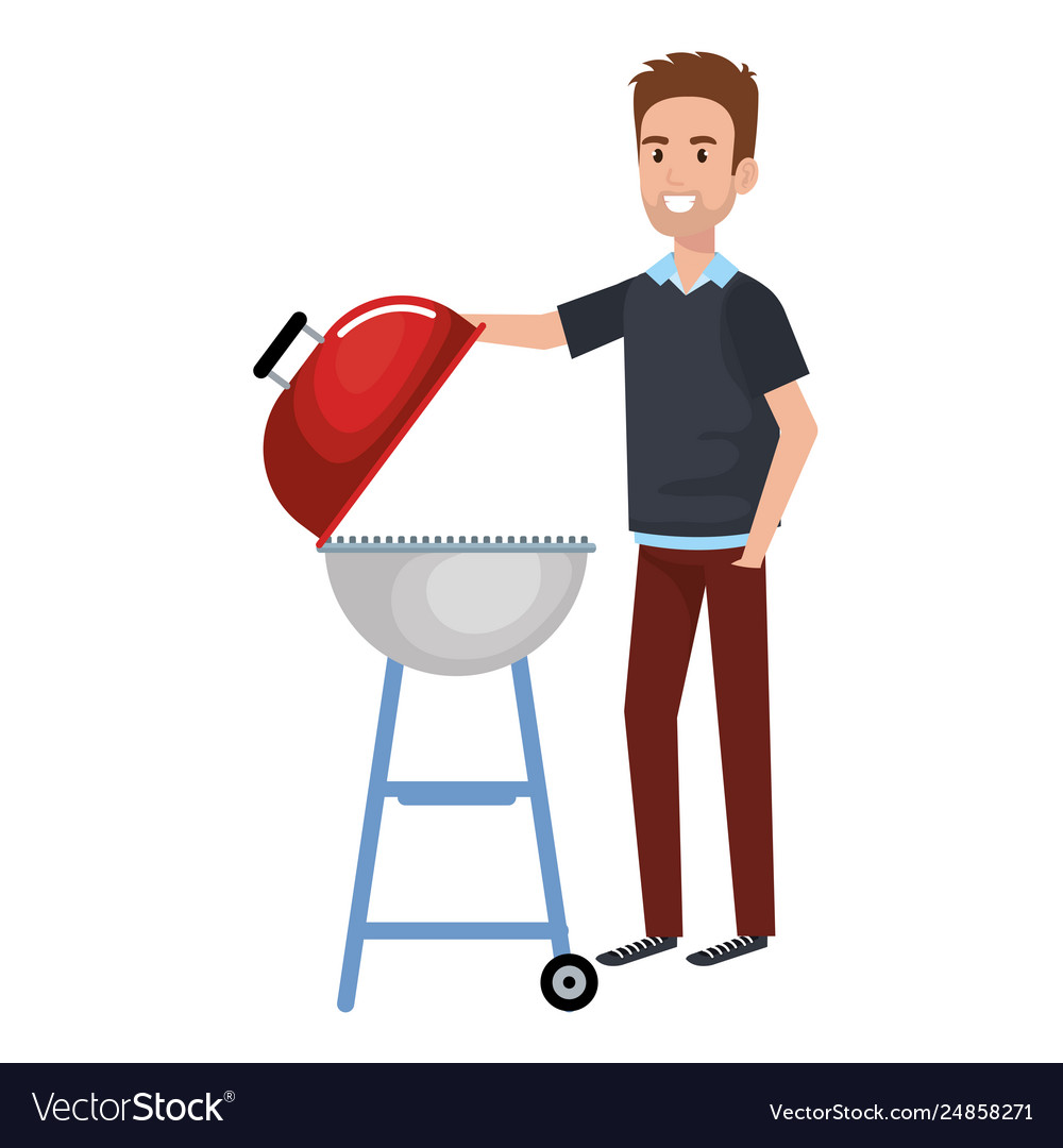 Man using grill character Royalty Free Vector Image