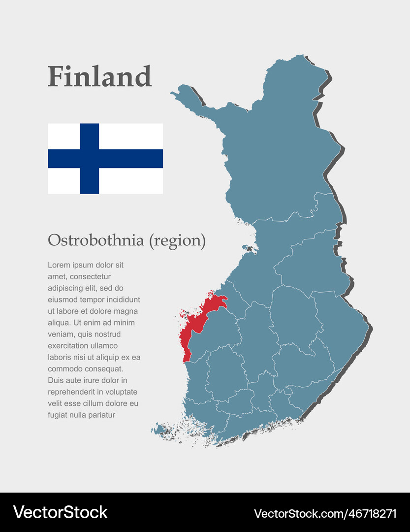Map finland region ostrobothnia Royalty Free Vector Image