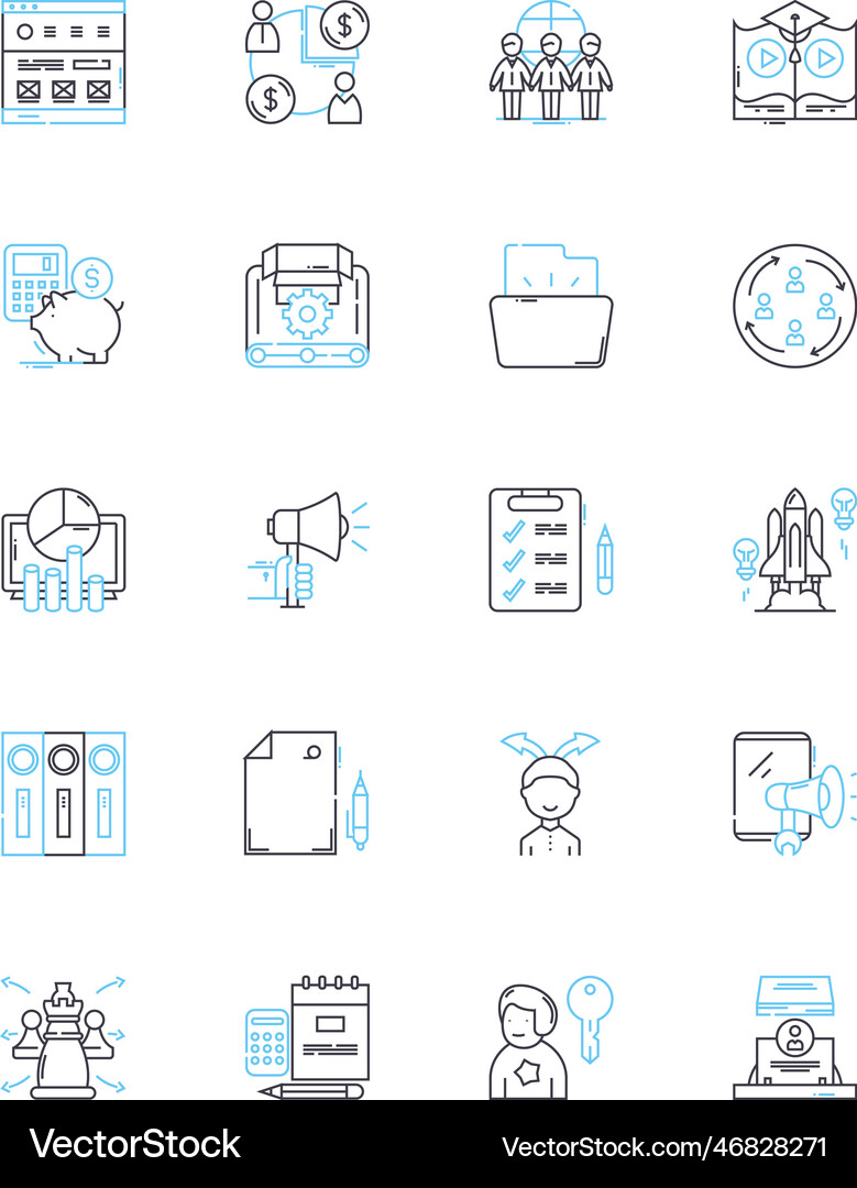 Team leaders linear icons set motivational Vector Image