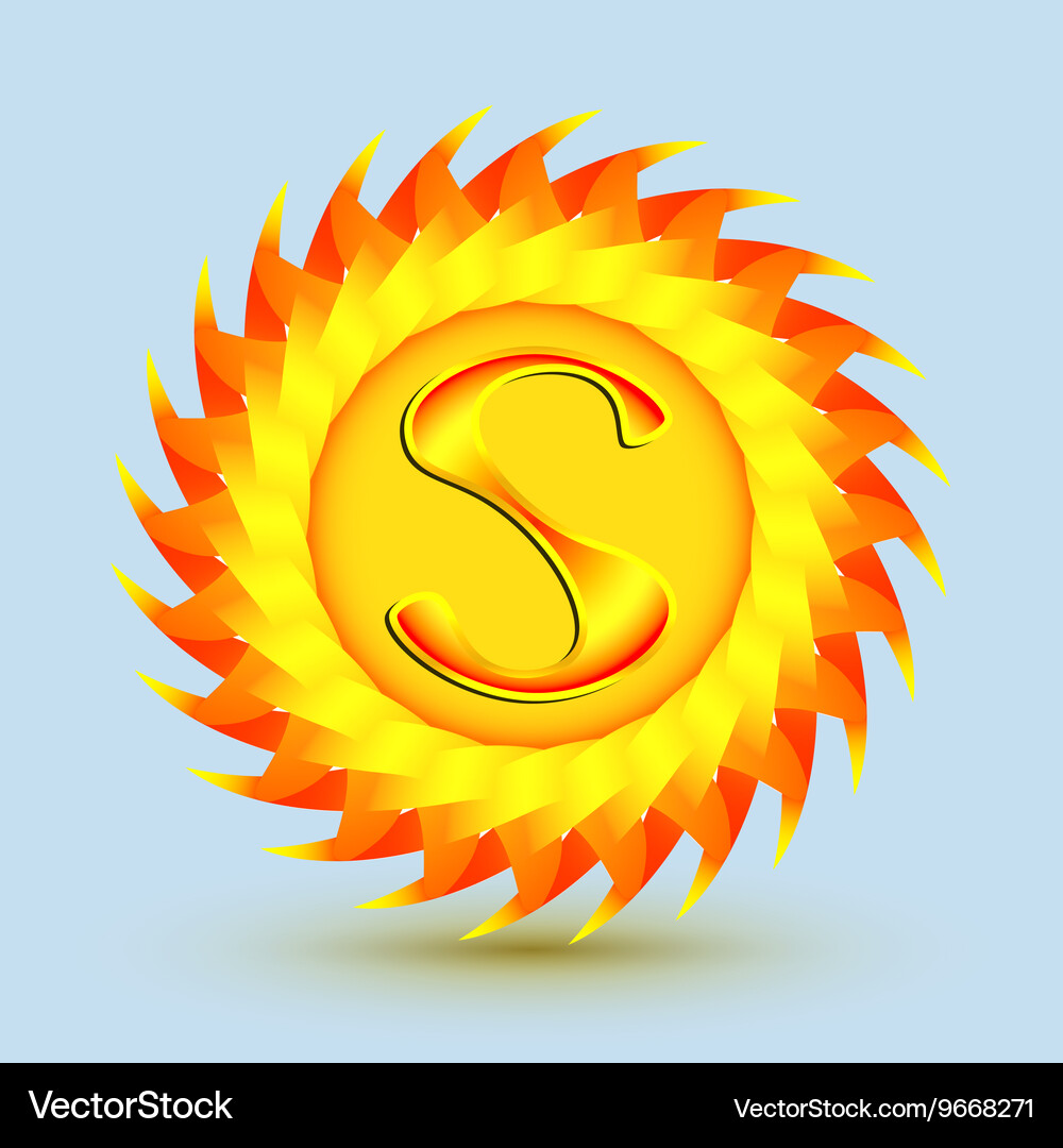The logo is a sun with the letter S Royalty Free Vector