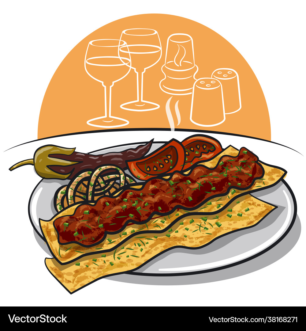 Traditional turkish adana kebab Royalty Free Vector Image