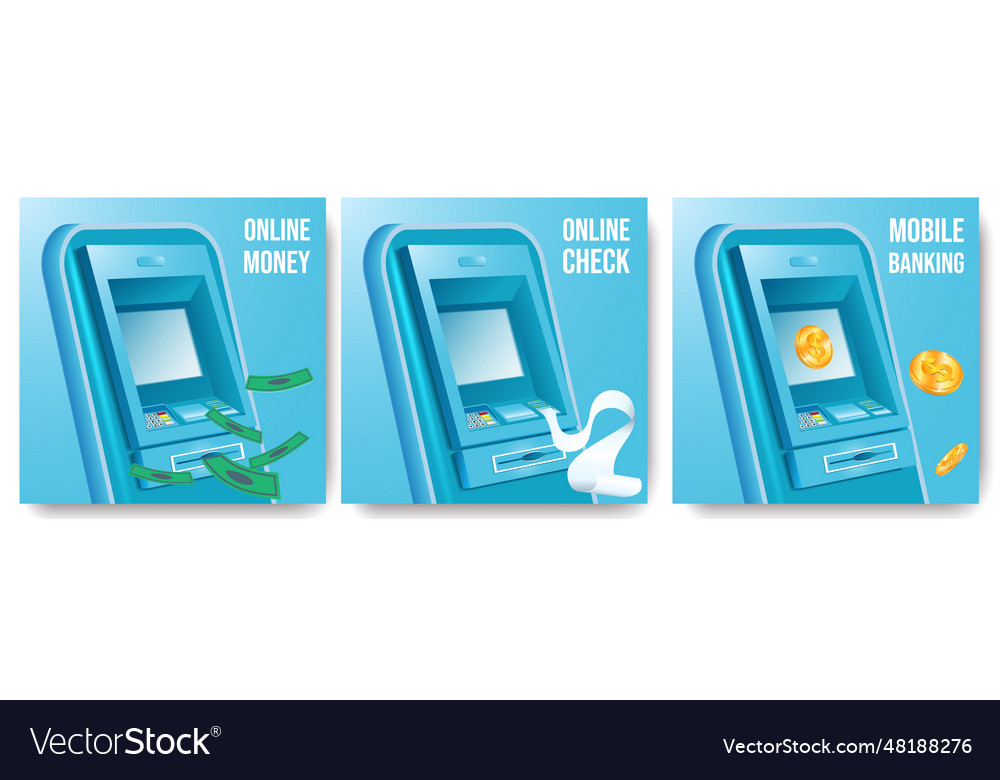 Atm machine set Royalty Free Vector Image - VectorStock