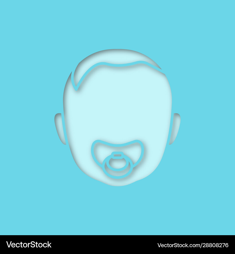 Baby face with pacifier paper cut out icon Vector Image