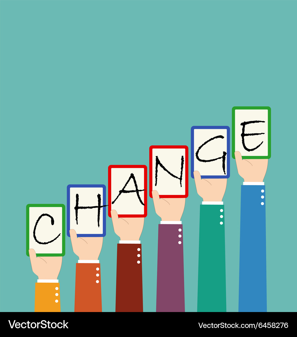 Businessman hold change wording tag Royalty Free Vector