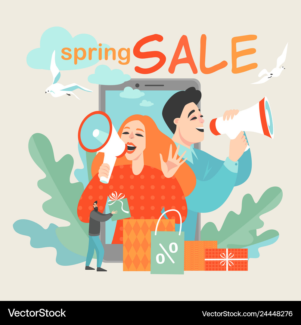 Concept online sales and advertising Royalty Free Vector