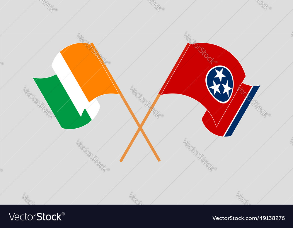 Crossed And Waving Flags Of Ivory Coast Royalty Free Vector