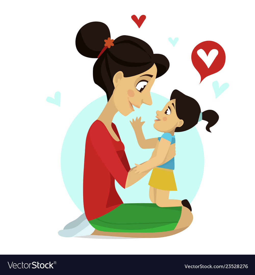 Mother Hugs Daughter Mothers Love Moms Hug Card Vector Image