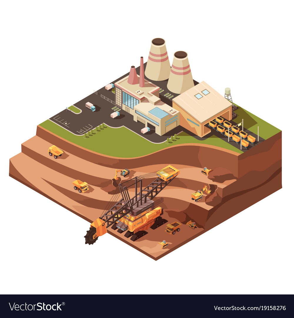 Open pit operations composition Royalty Free Vector Image