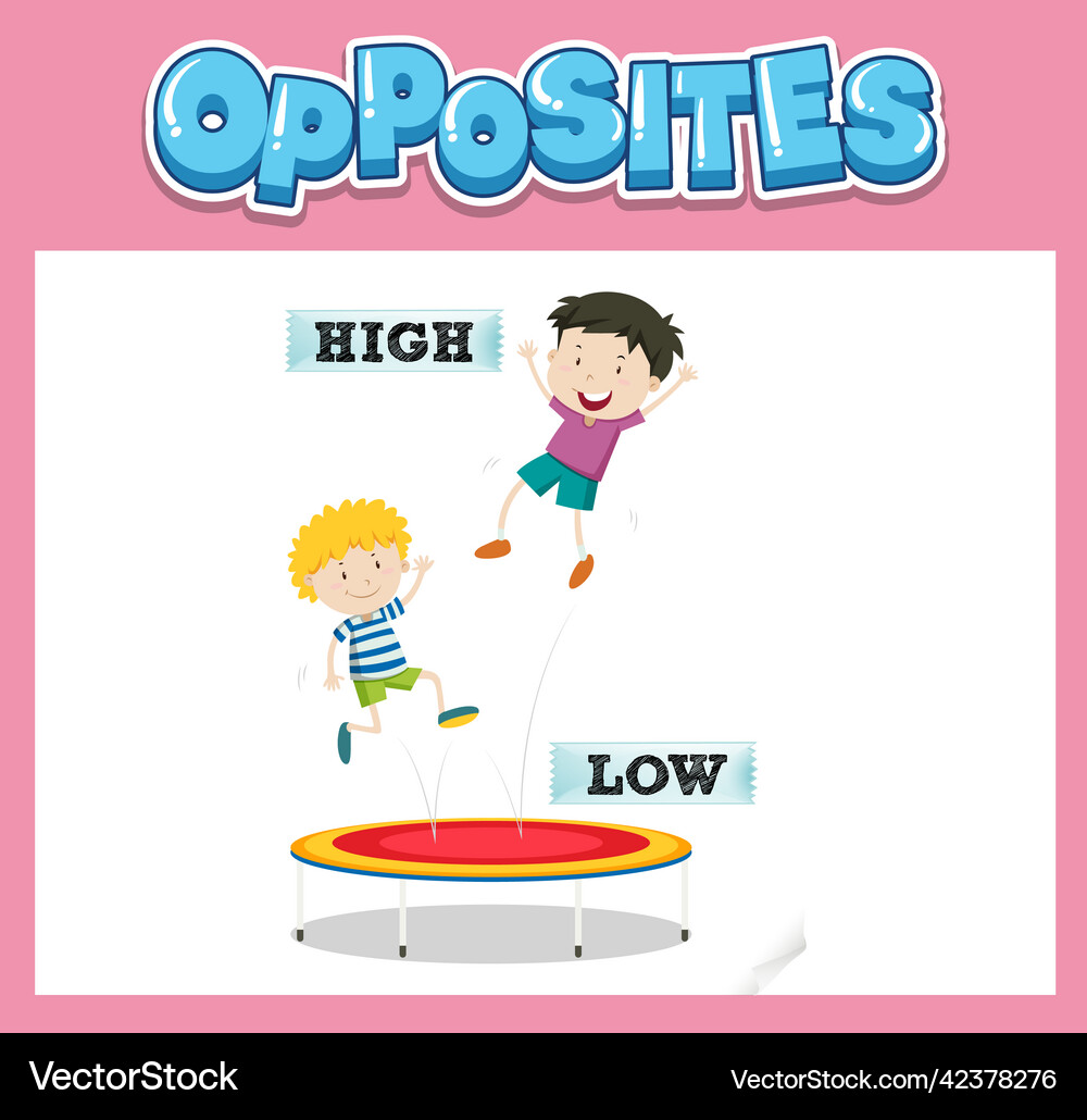 Opposite english words with high and low Vector Image