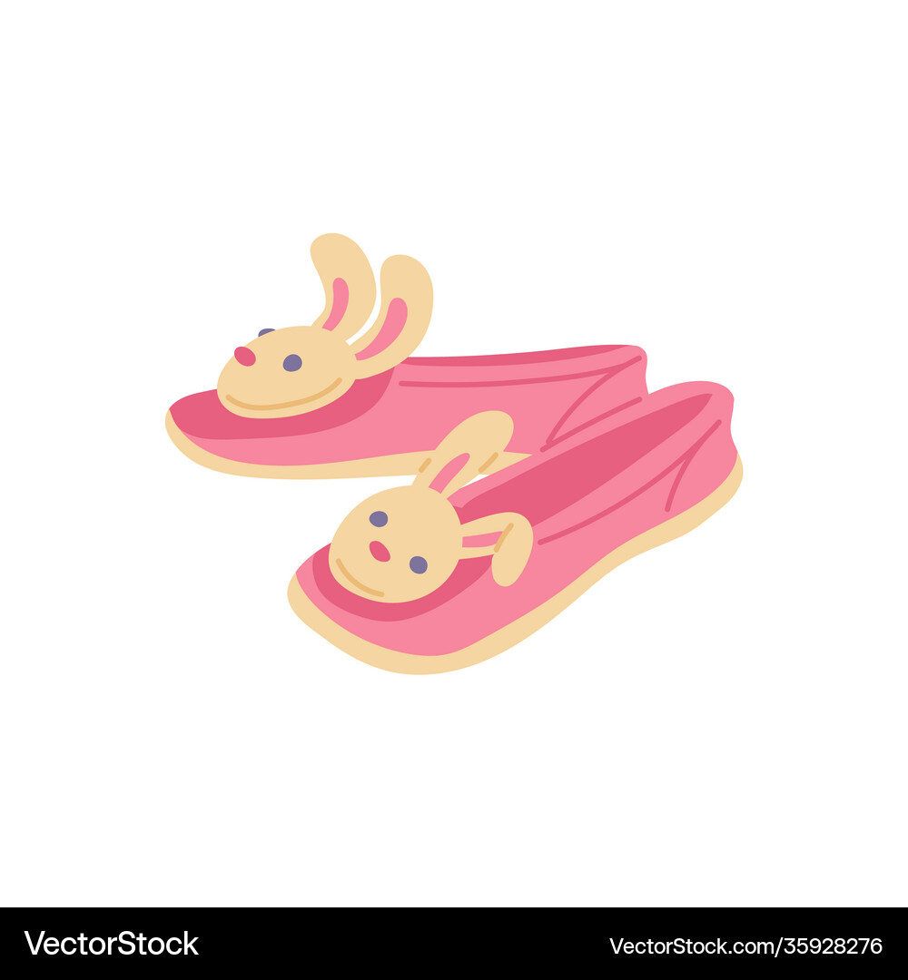 Pair cute cozy pink slippers with rabbit face Vector Image