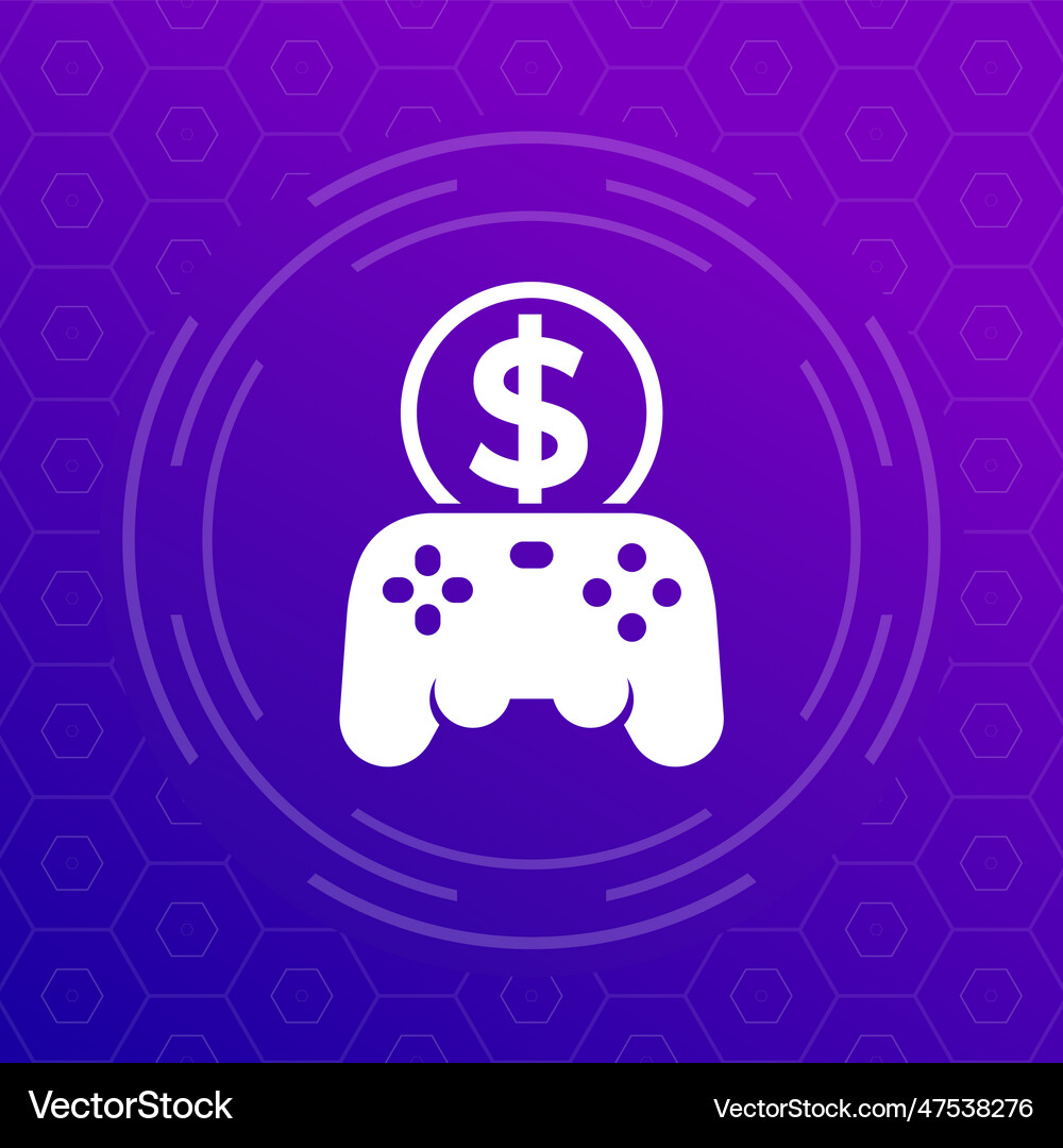 Play to earn icon with a gamepad Royalty Free Vector Image