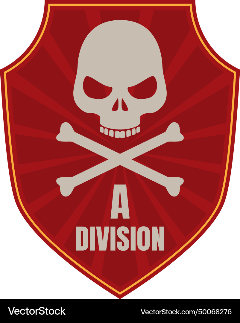 Red shield badge with skull and crossbones and Vector Image