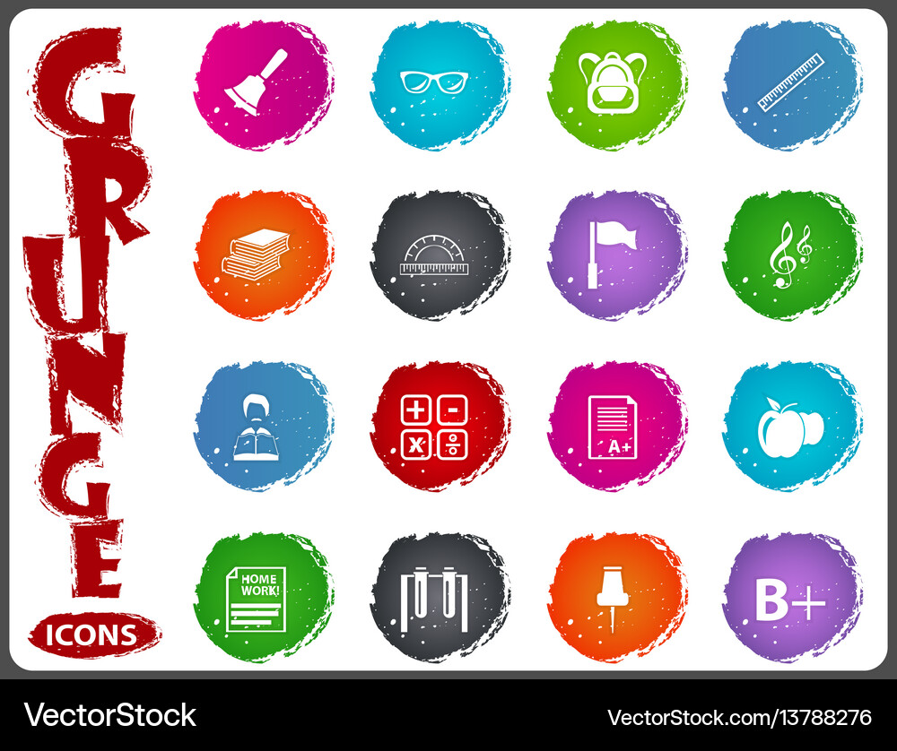 School icon set in grunge style Royalty Free Vector Image