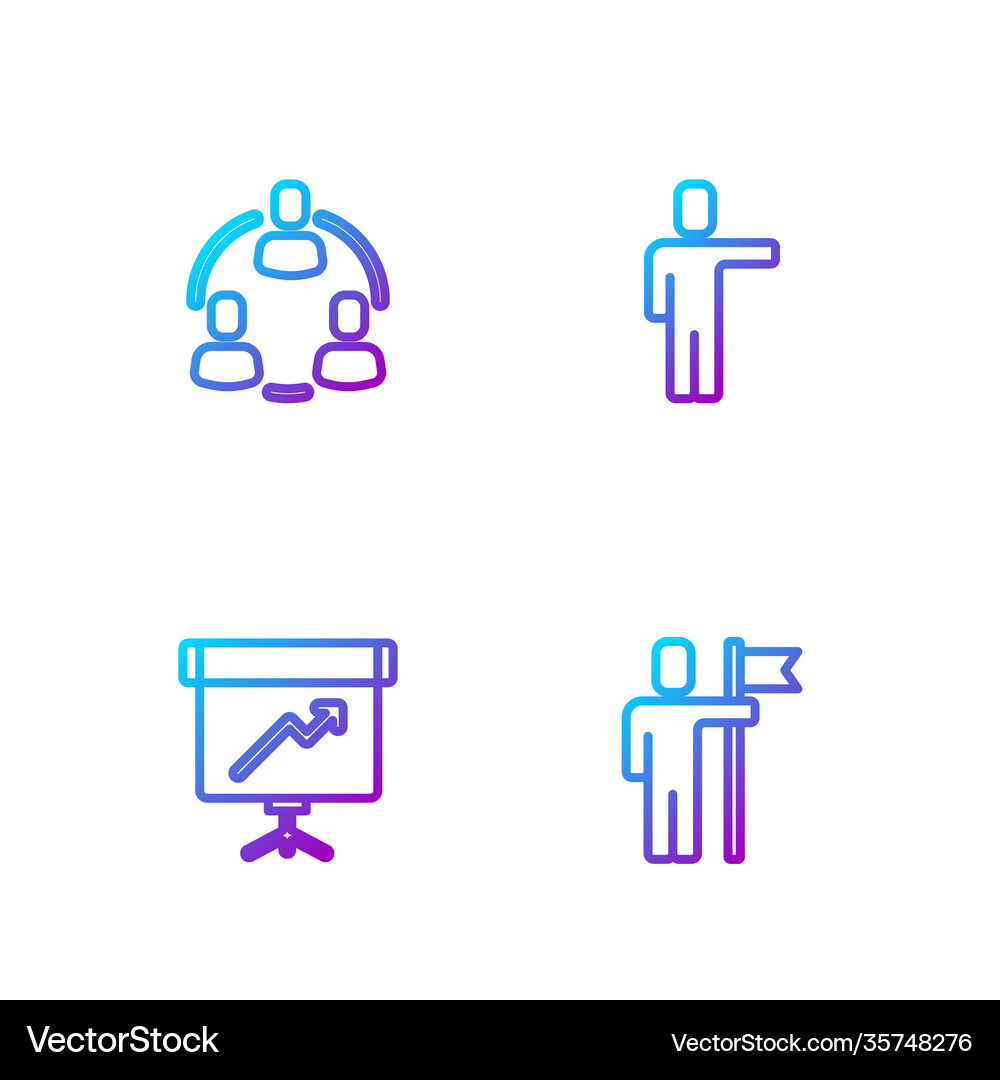 Set line team leader chalkboard with diagram Vector Image