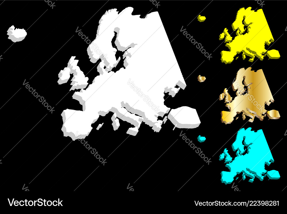 3d map of europe Royalty Free Vector Image - VectorStock