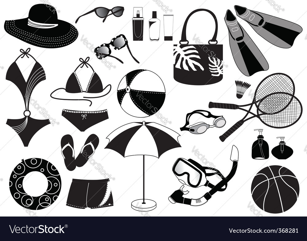 Beach things Royalty Free Vector Image - VectorStock