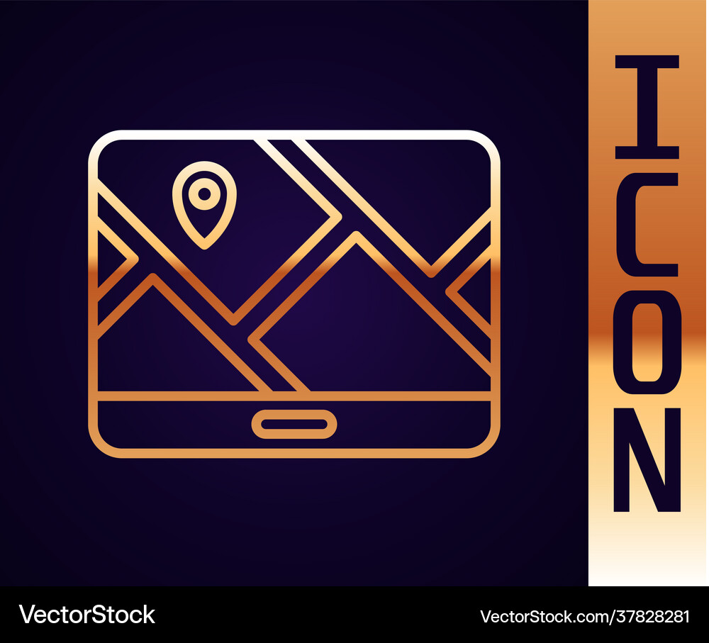 Gold line infographic city map navigation icon Vector Image