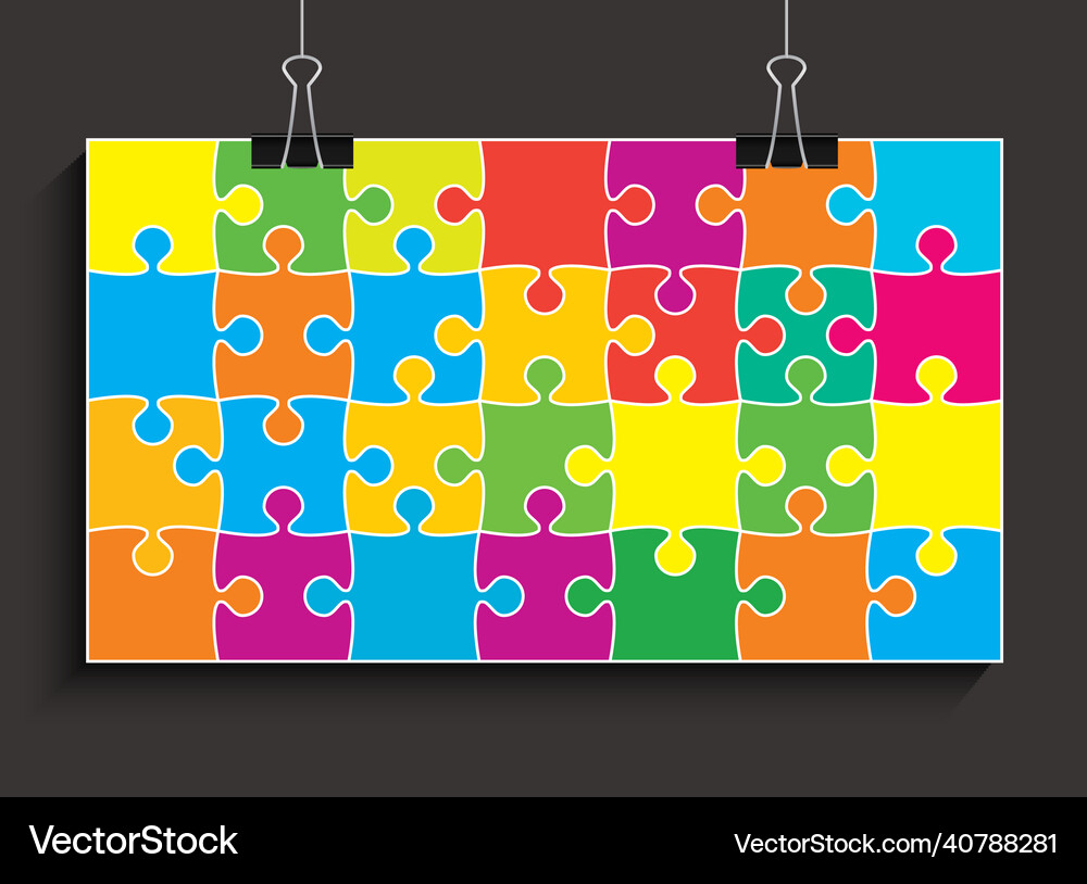 Poster template made color pieces puzzle jigsaw Vector Image