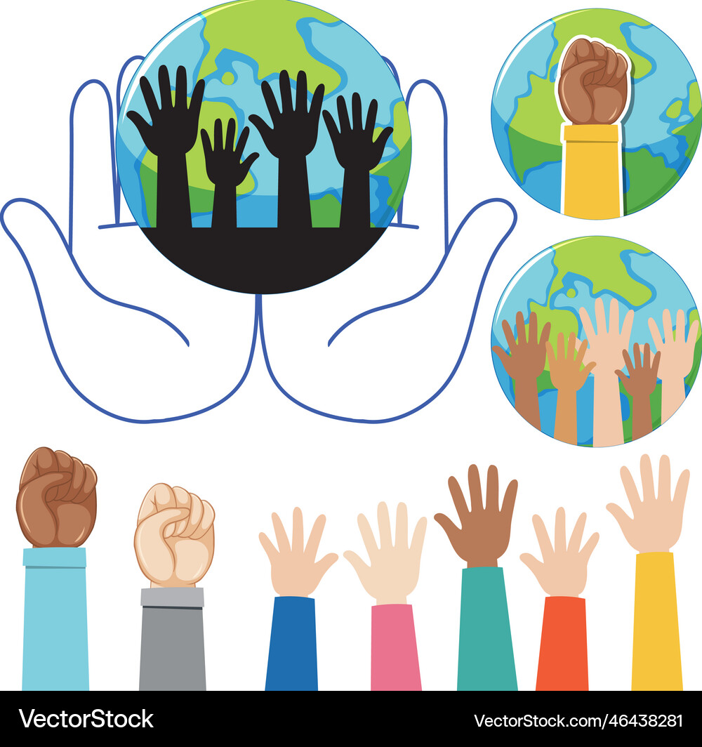 Set of hands on earth icon Royalty Free Vector Image