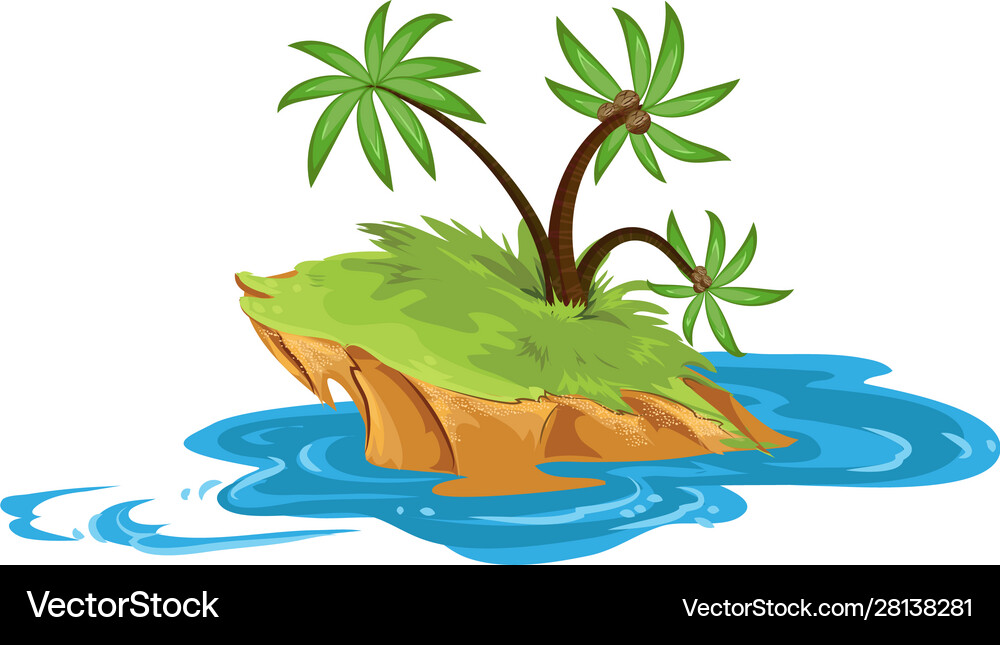 Tropical small desert island with three palm Vector Image