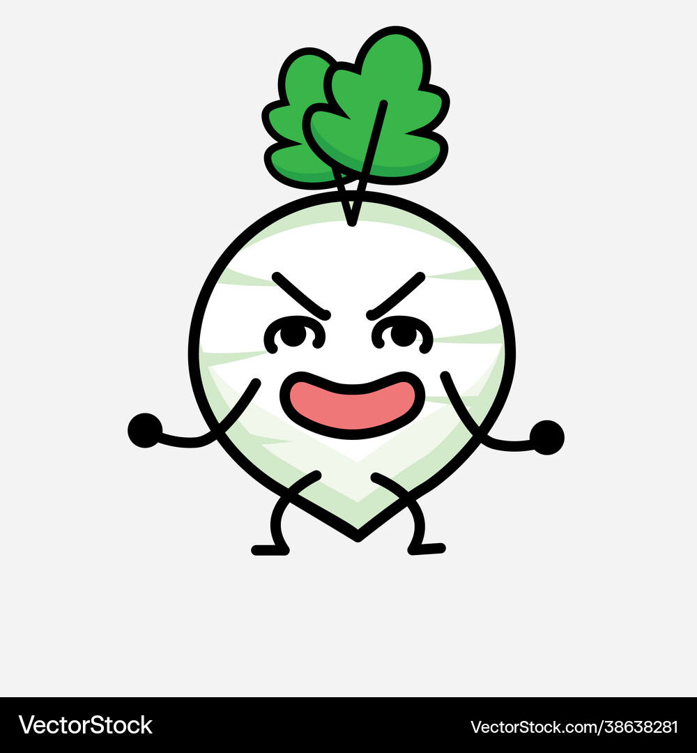 White radish character with cute face and simple Vector Image