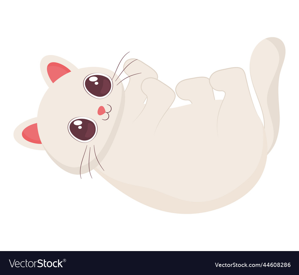 Cute white cat Royalty Free Vector Image - VectorStock