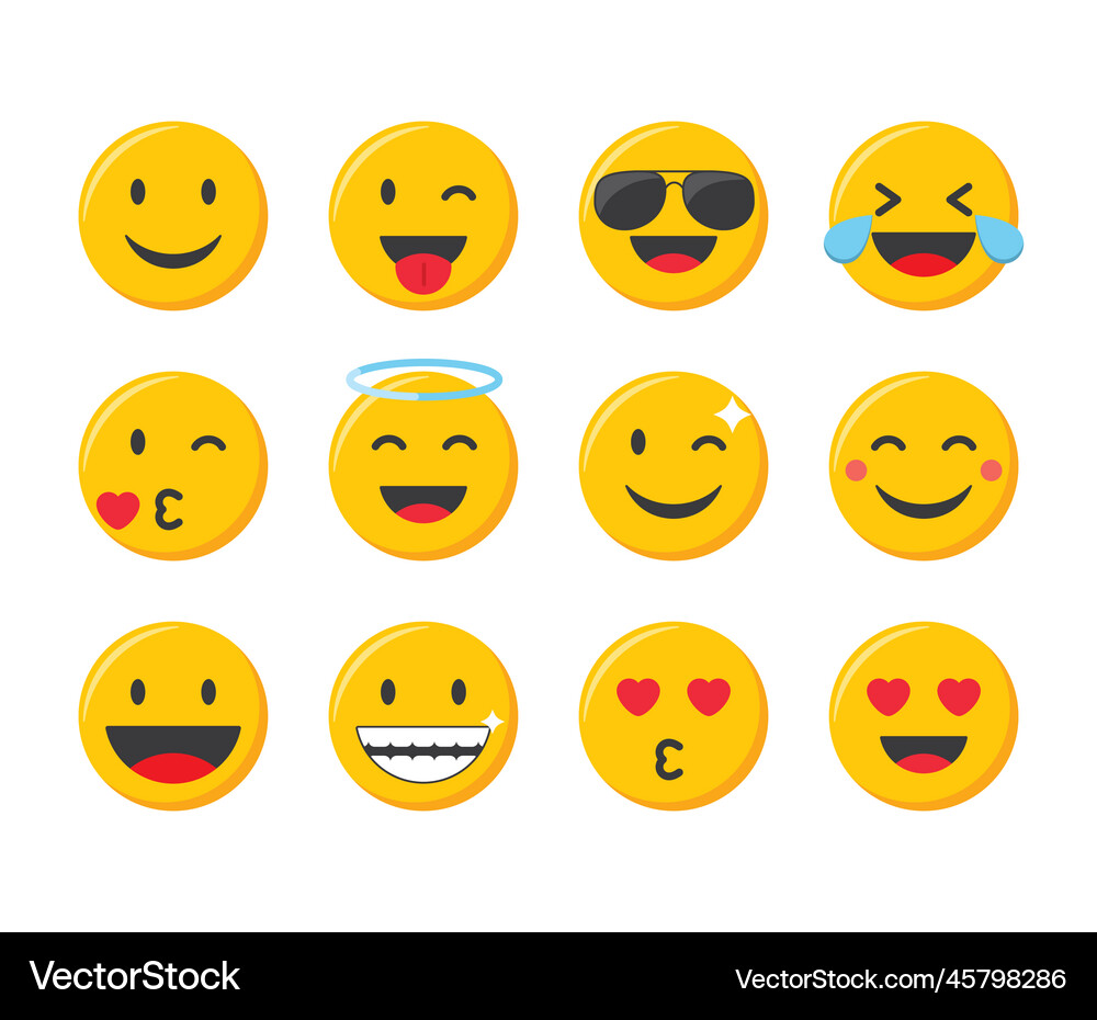 Emoji icons set emoticons collection Royalty Free Vector