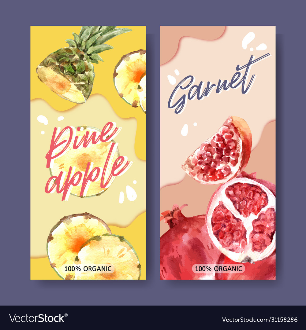 Flyer watercolor design with fruits theme Vector Image