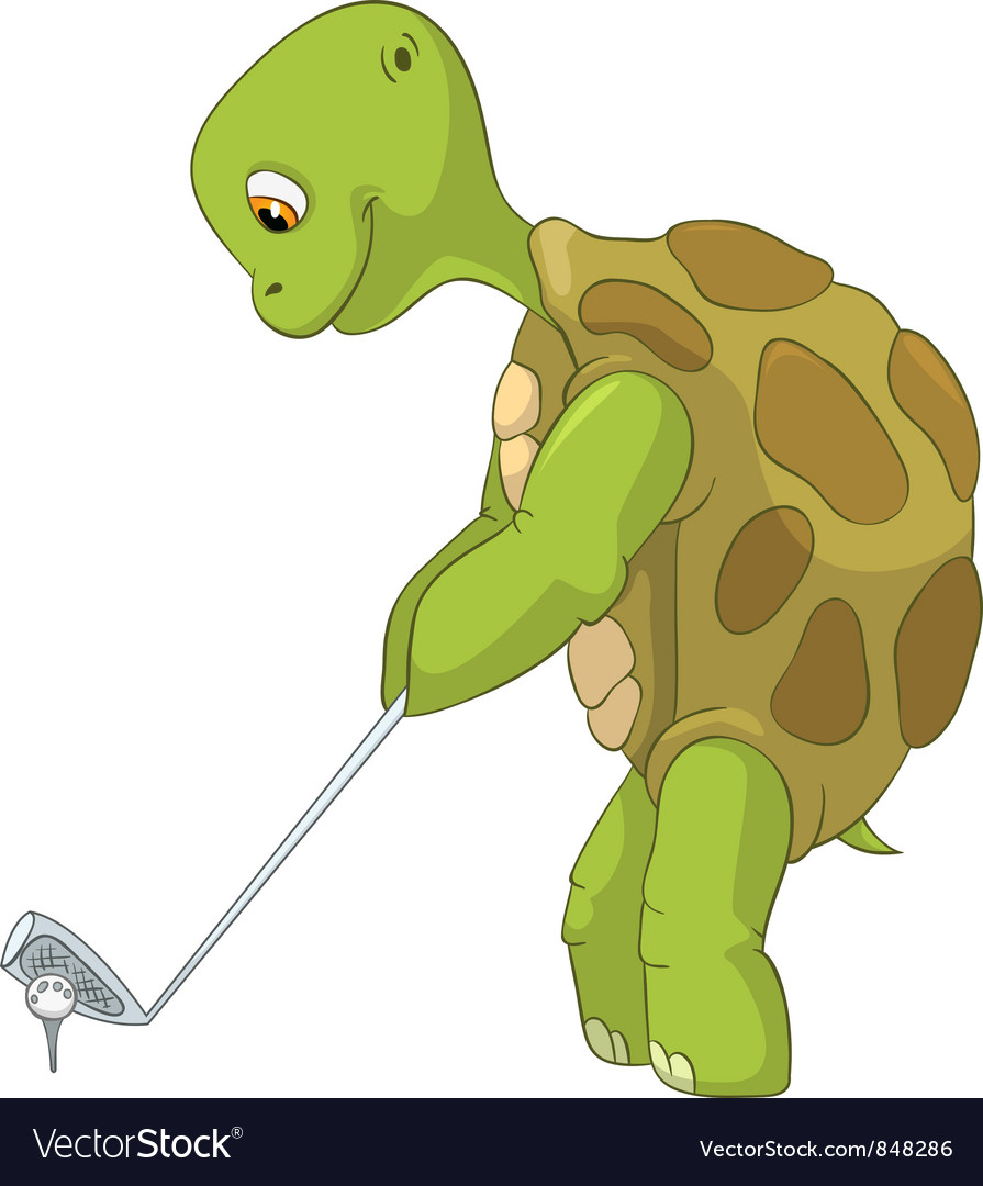 Funny turtle golf player Royalty Free Vector Image