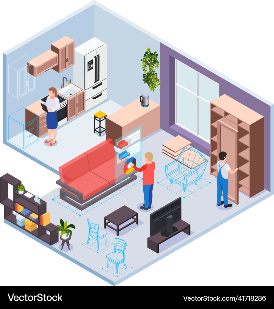 Furniture showroom isometric design concept Vector Image