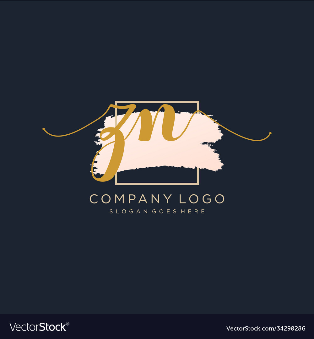 Initial zn handwriting logo with circle template Vector Image