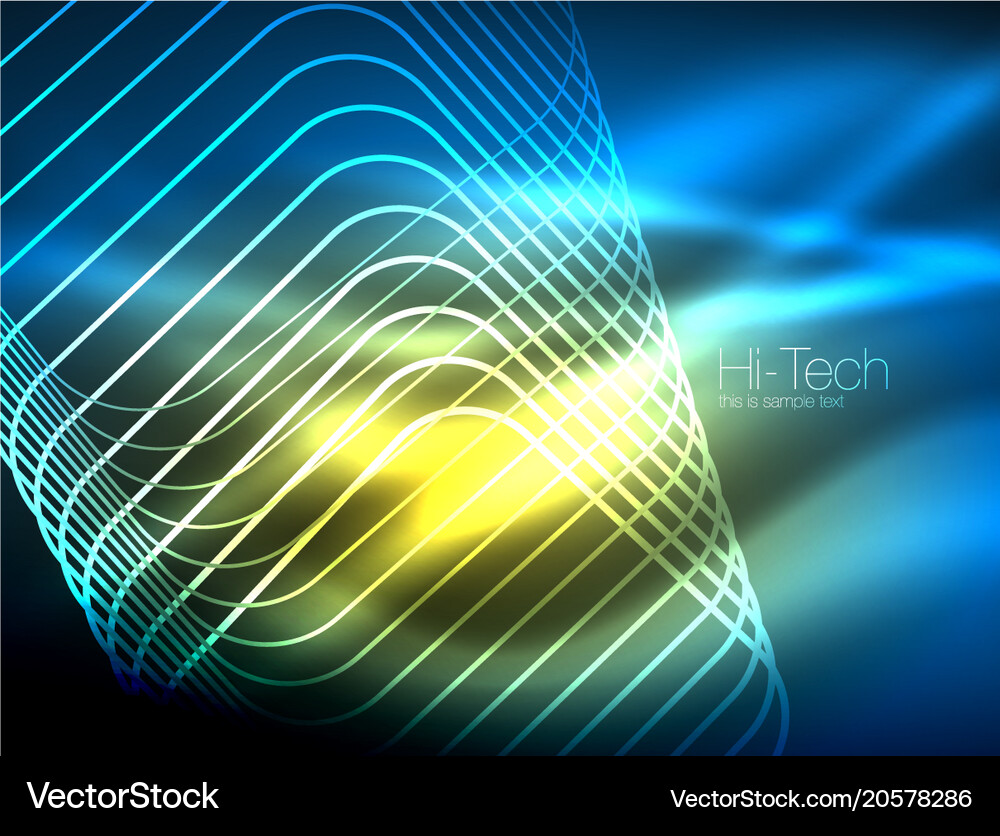 Neon glowing outline squares in dark Royalty Free Vector
