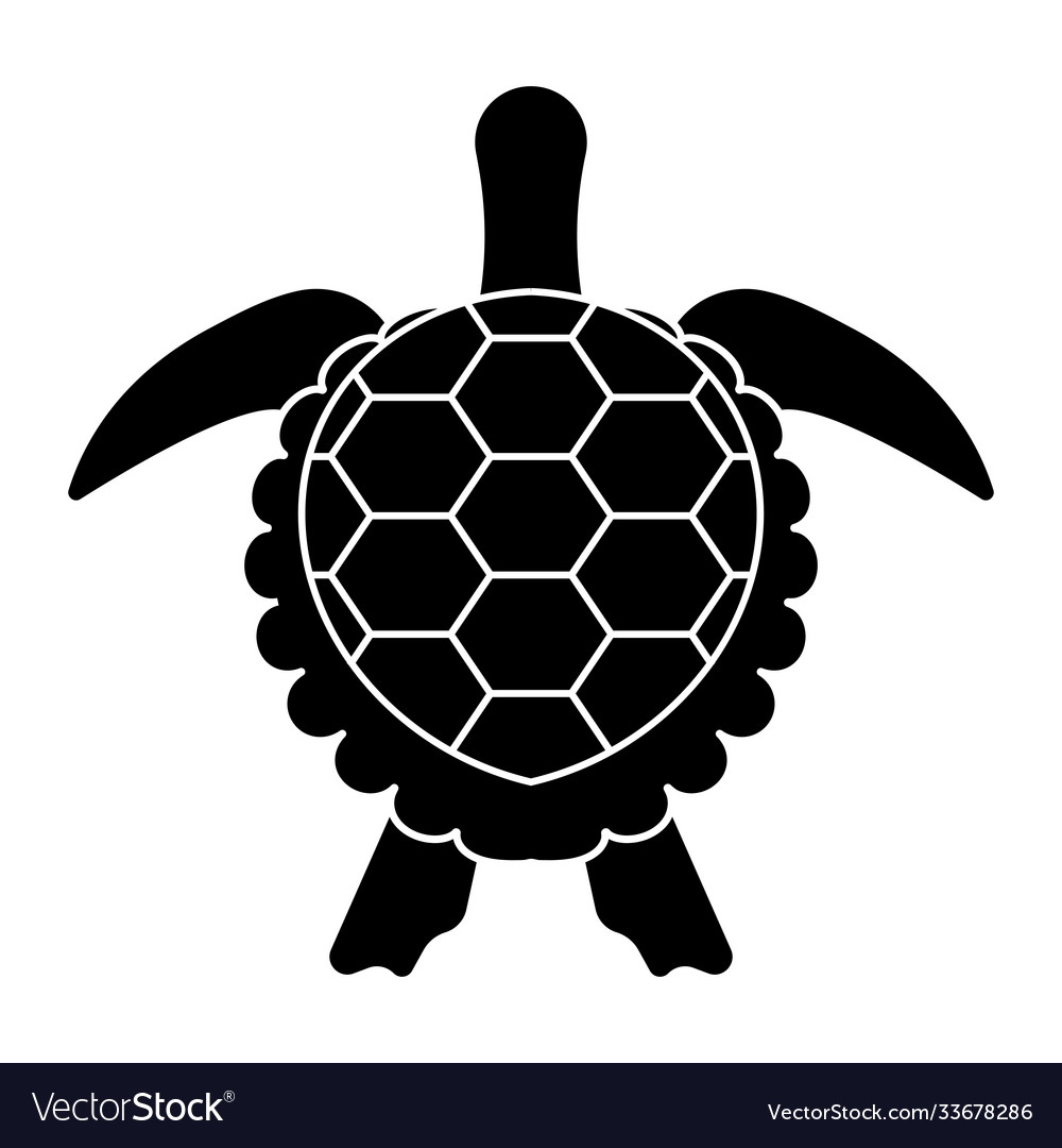 Sea turtle or marine top view flat icon Royalty Free Vector