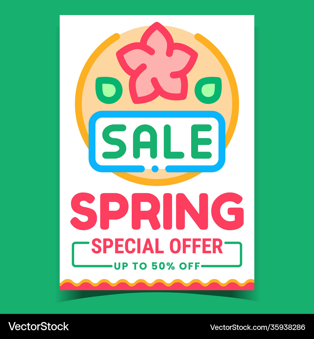 Spring sale creative promotional poster Royalty Free Vector