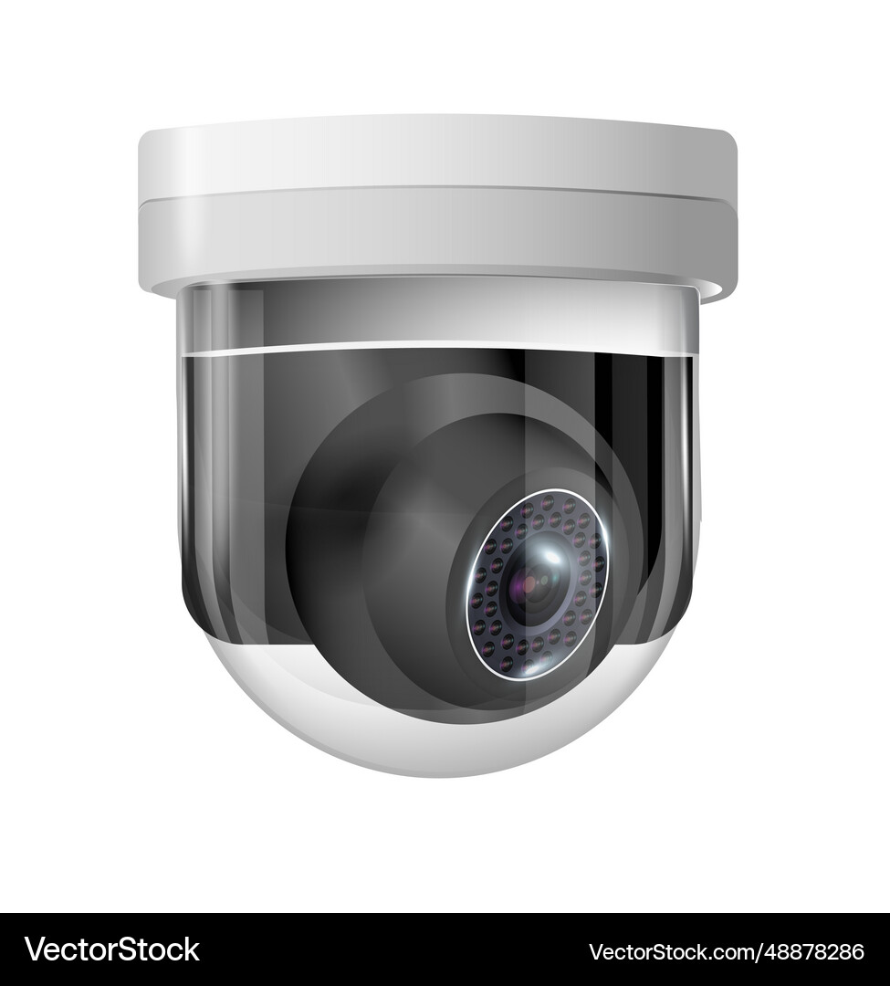 Surveillance camera round white circular view Vector Image