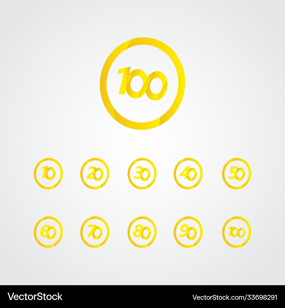 100 anniversary celebration circle yellow number Vector Image